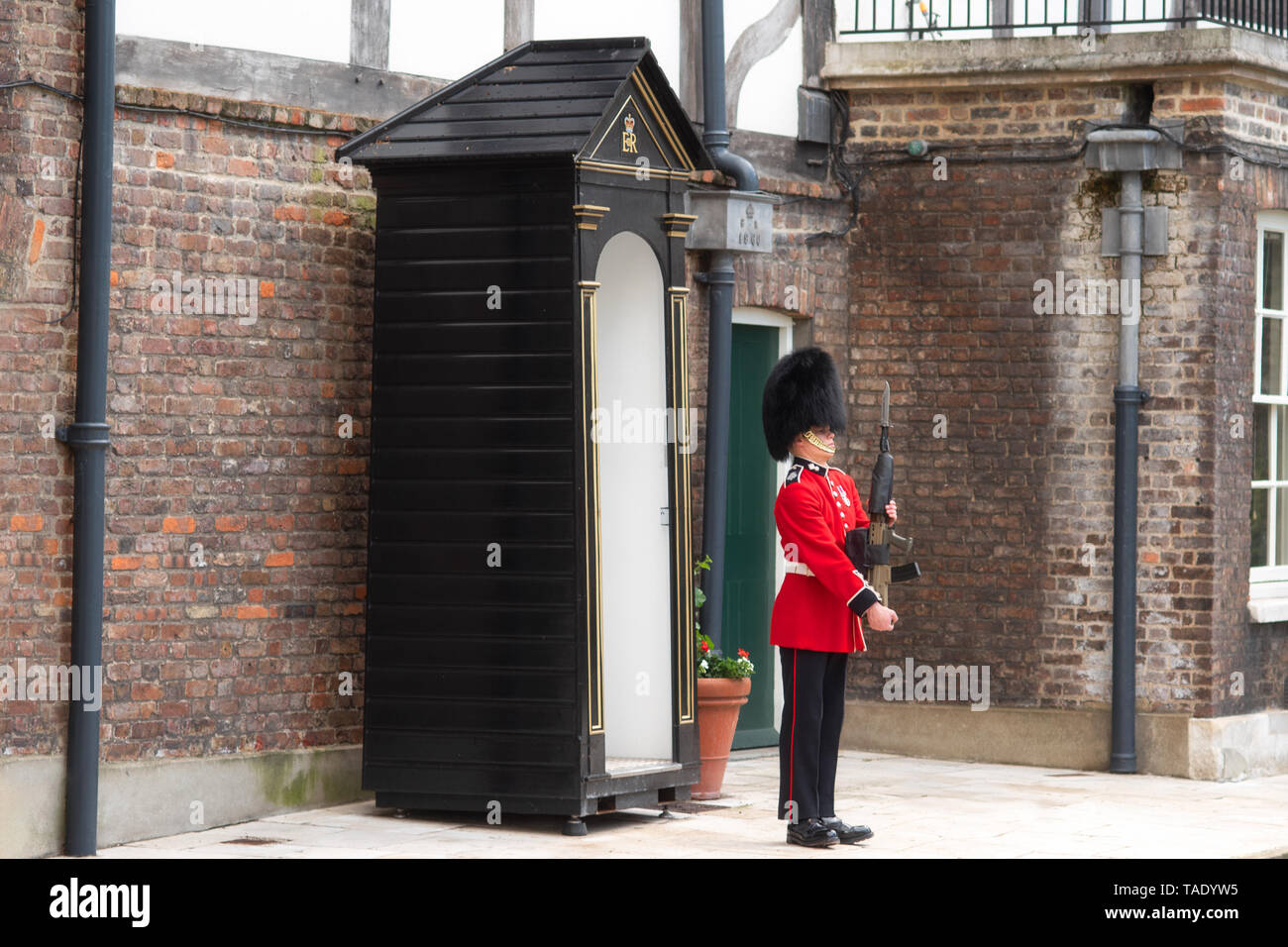 London, United Kingdom - May 12, 2019: Guard in Castle Tower of London ...