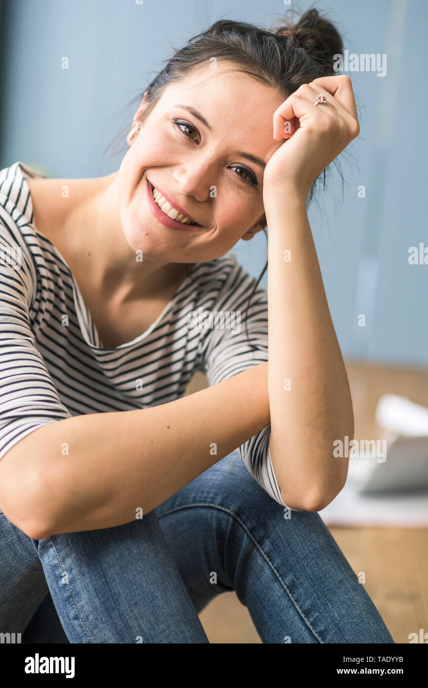 Natural woman sitting home enjoying hi-res stock photography and images ...