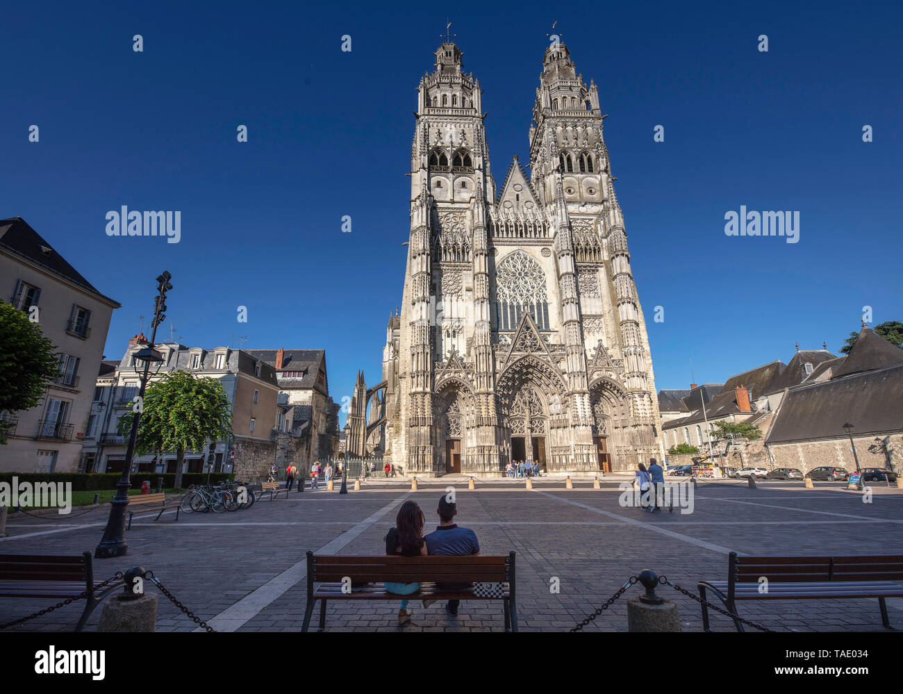 Tours (central western France): "place de la cathedrale" square in the ...