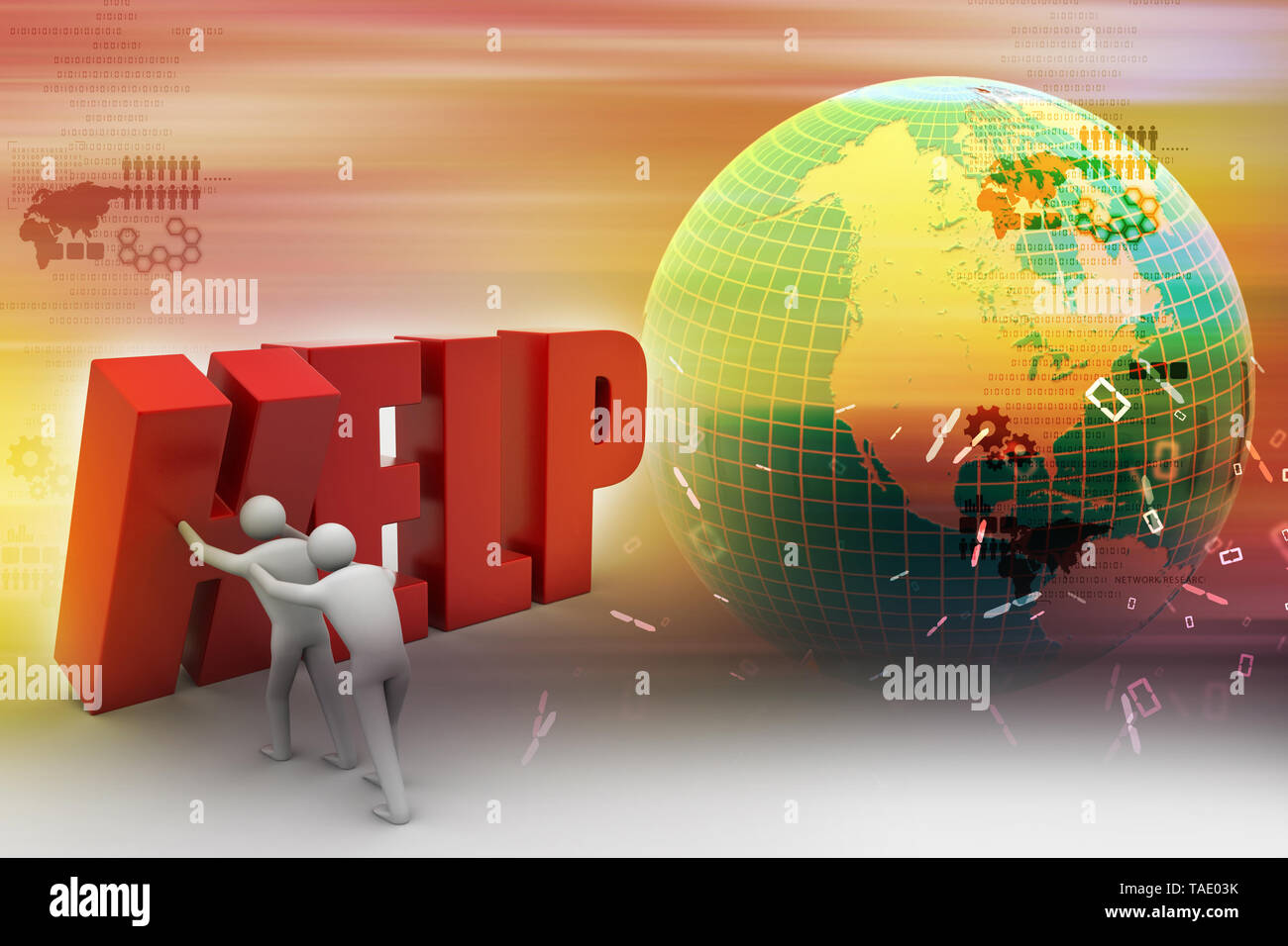 3d people help text hi-res stock photography and images - Alamy