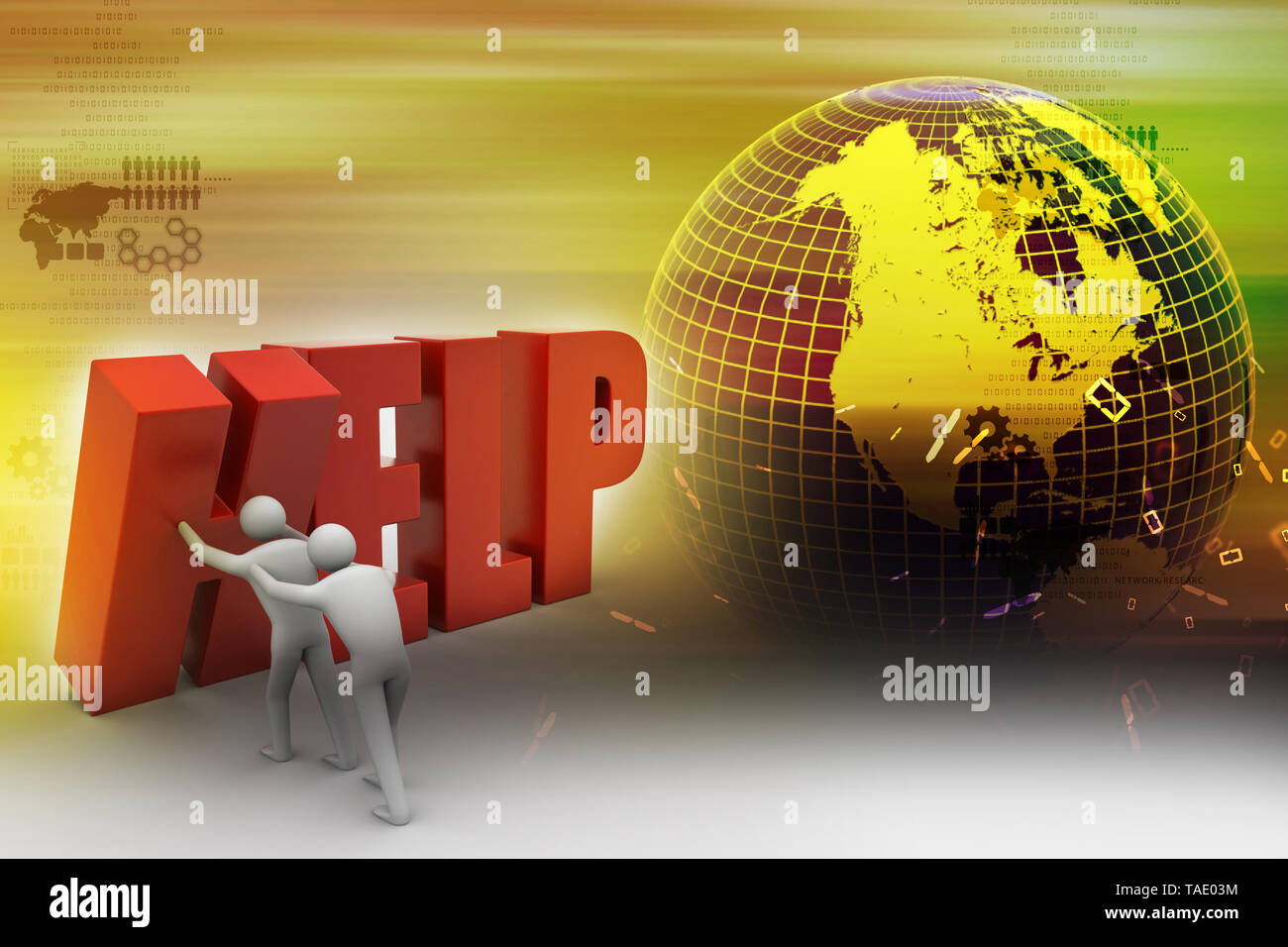 3d people with help text Stock Photo - Alamy