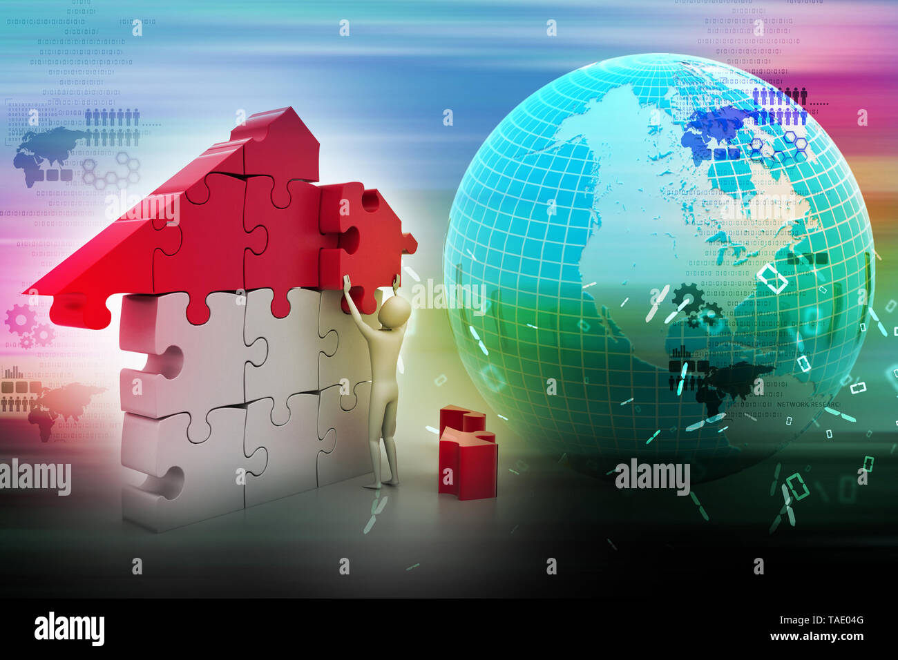 3d man, building the house Stock Photo - Alamy
