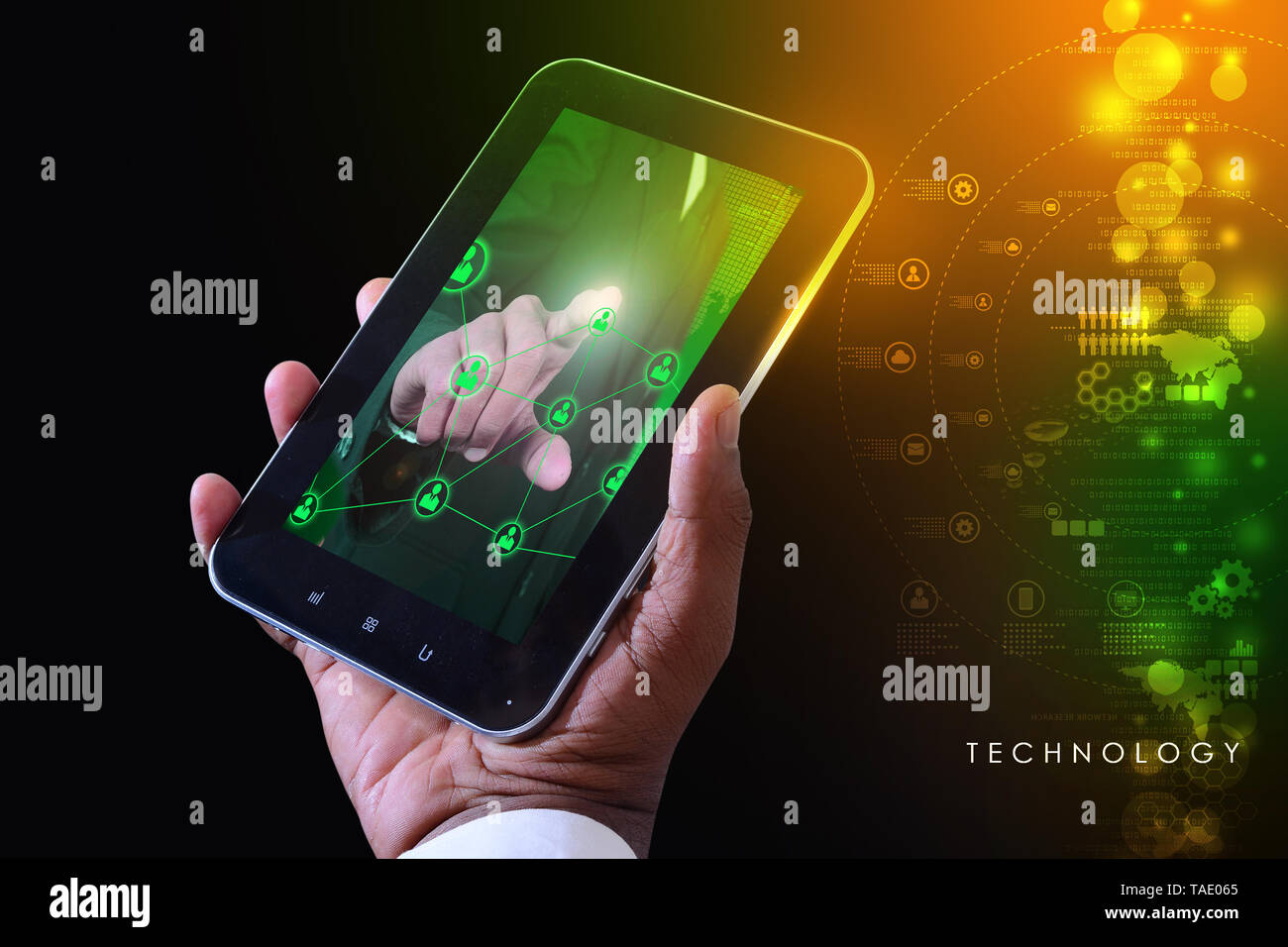 Smart hand showing futuristic technology Stock Photo - Alamy