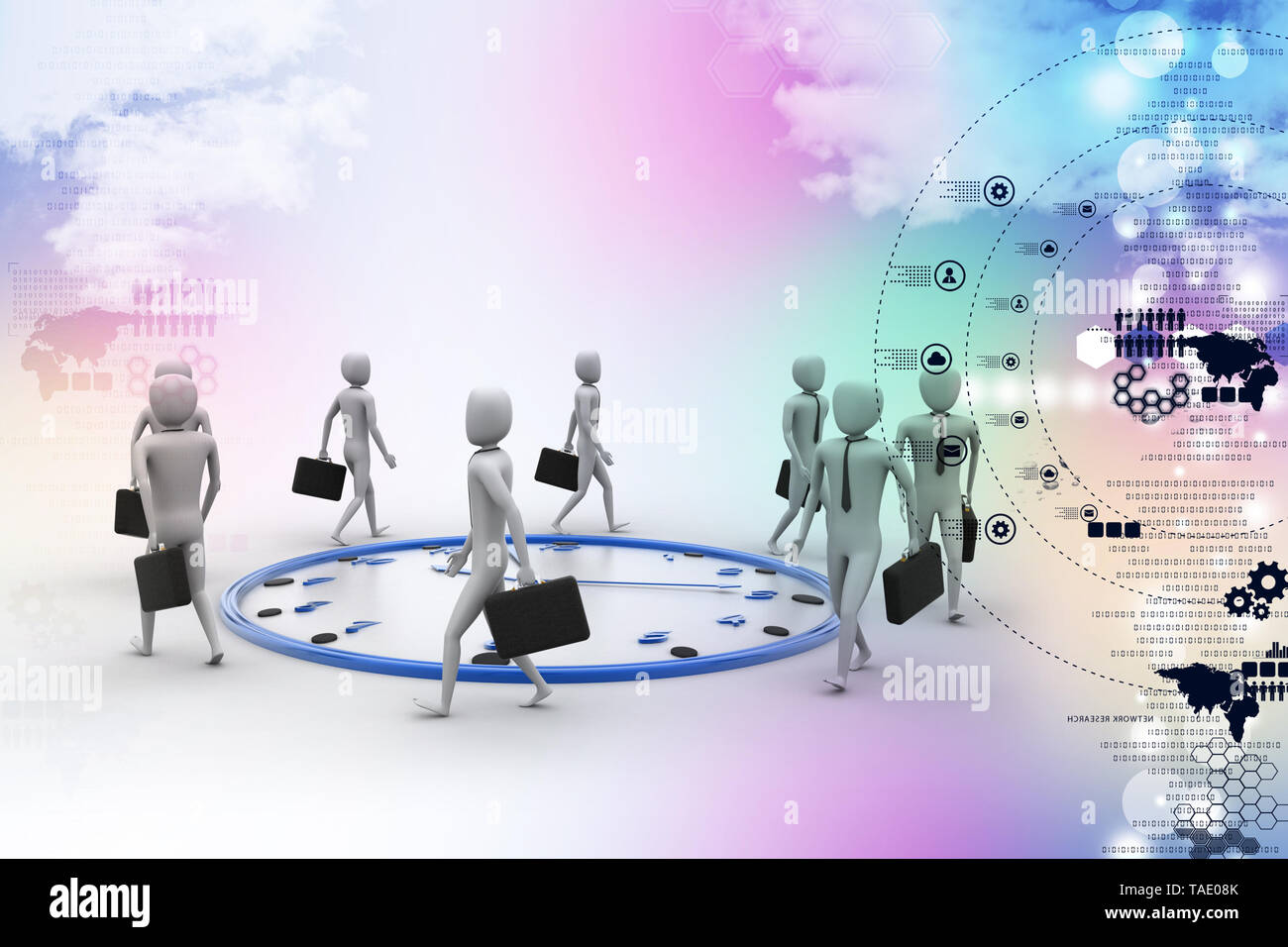 Business man walk around the clock Stock Photo - Alamy