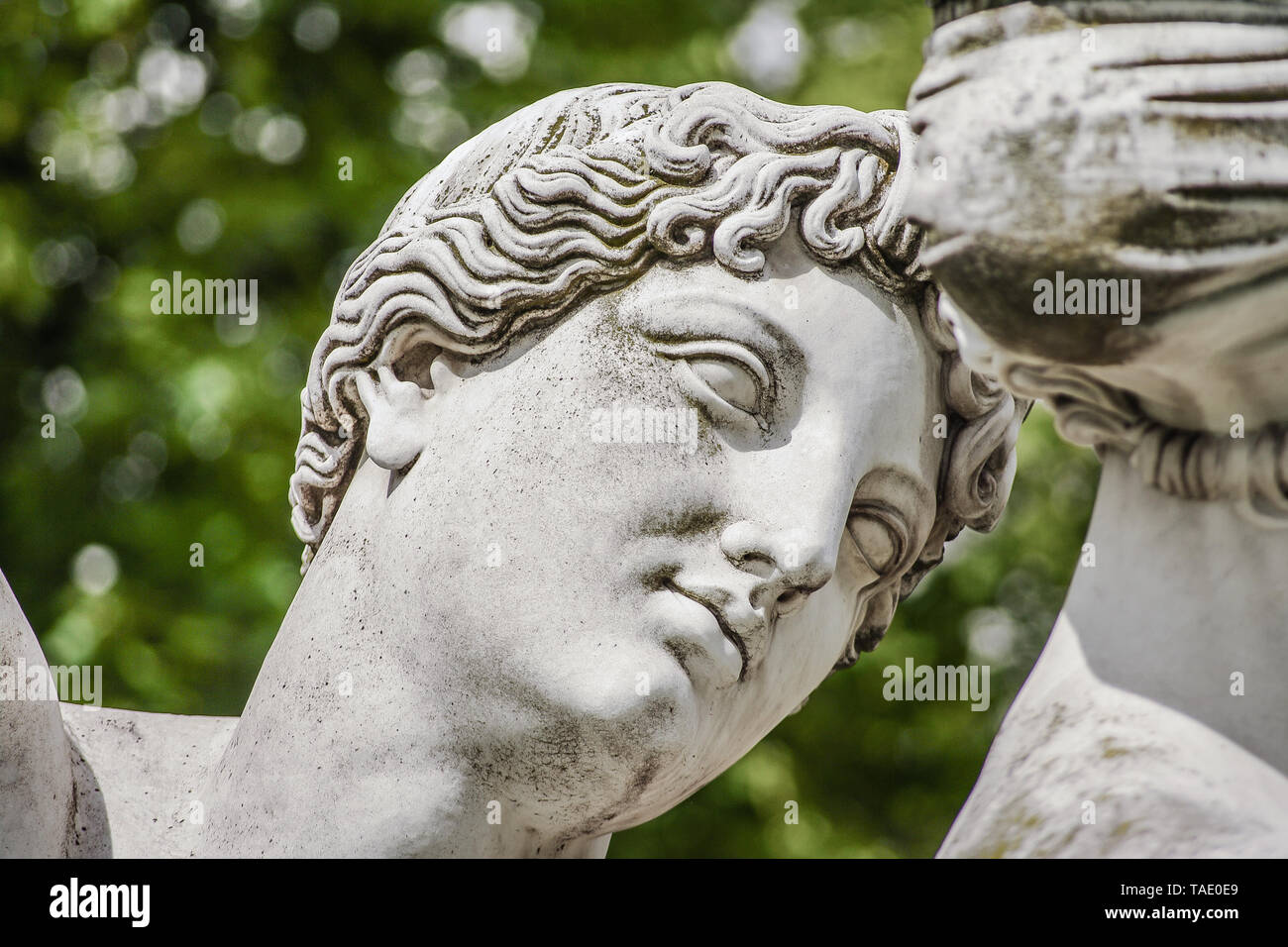 Statue of lovely Nymphs at Rosenstein park in Stuttgart, Germany, close ...