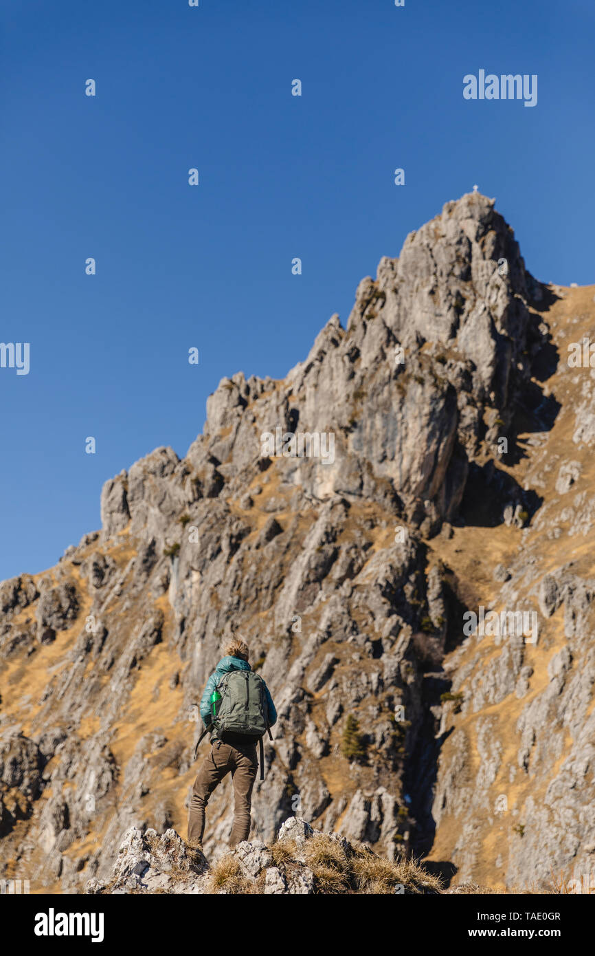 Woman hiking blue mountains hi-res stock photography and images - Alamy