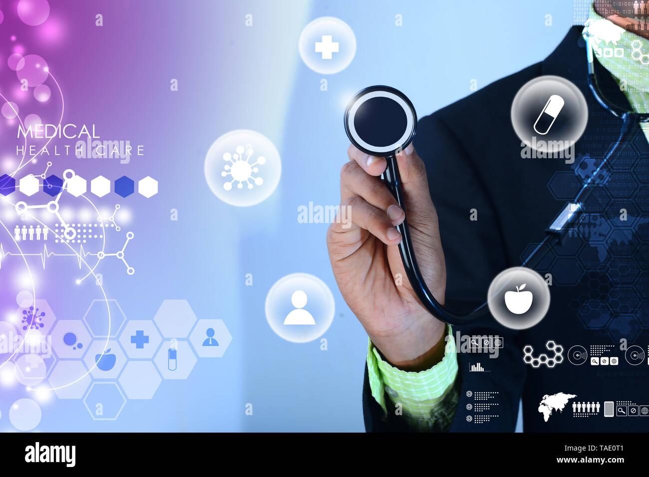 Doctor hand showing stethoscope Stock Photo - Alamy