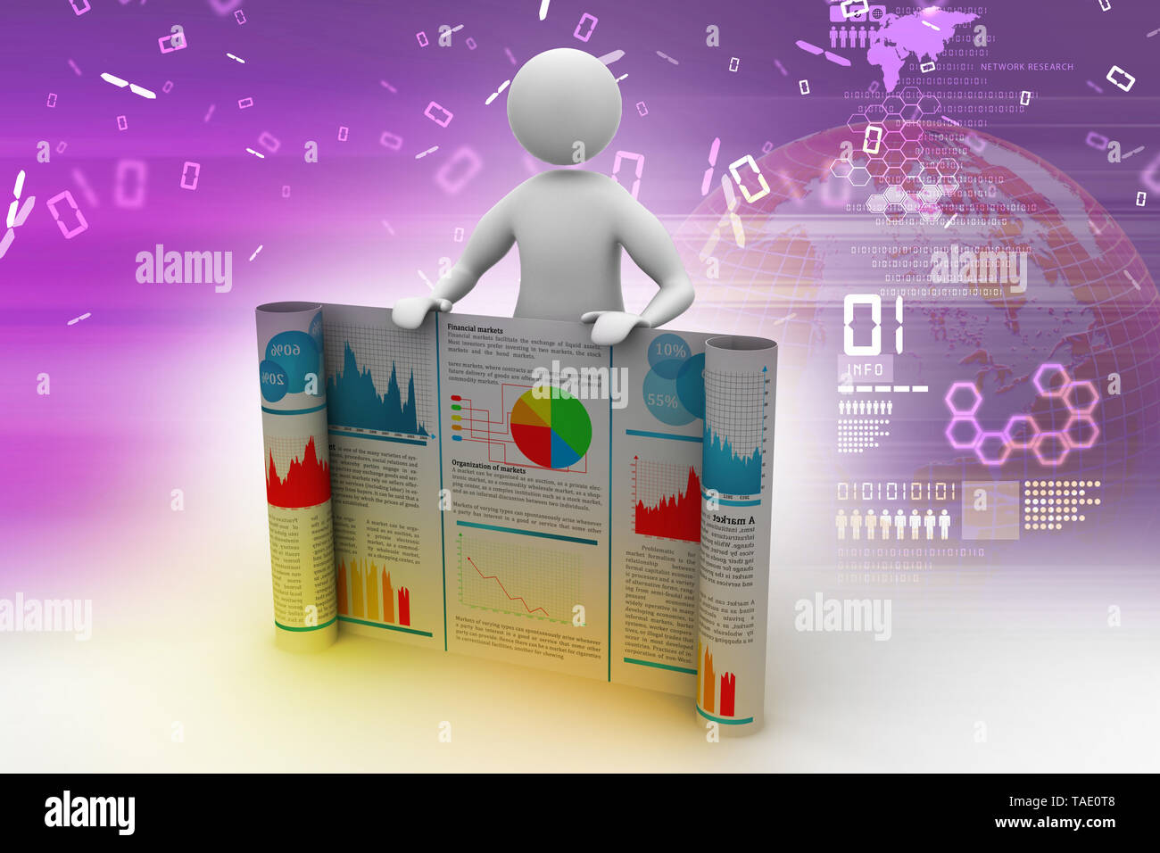 3d man showing the business report Stock Photo - Alamy