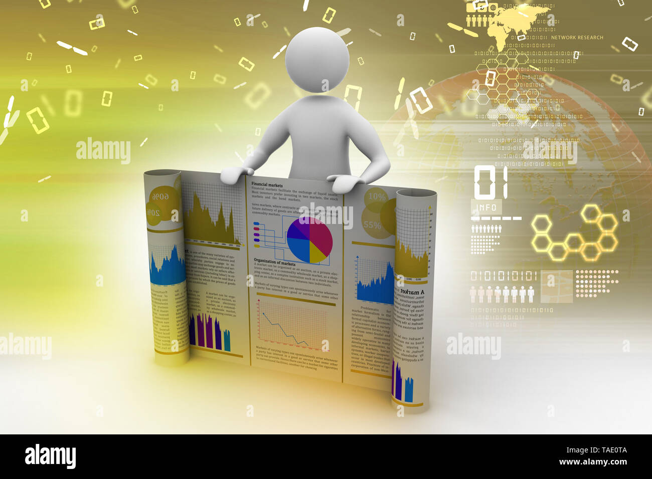 3d man showing the business report Stock Photo - Alamy