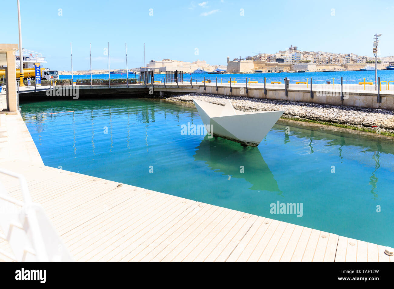 HUGE PAPER SHIP in the Valletta Waterfront, Saint Angel fort Stock ...