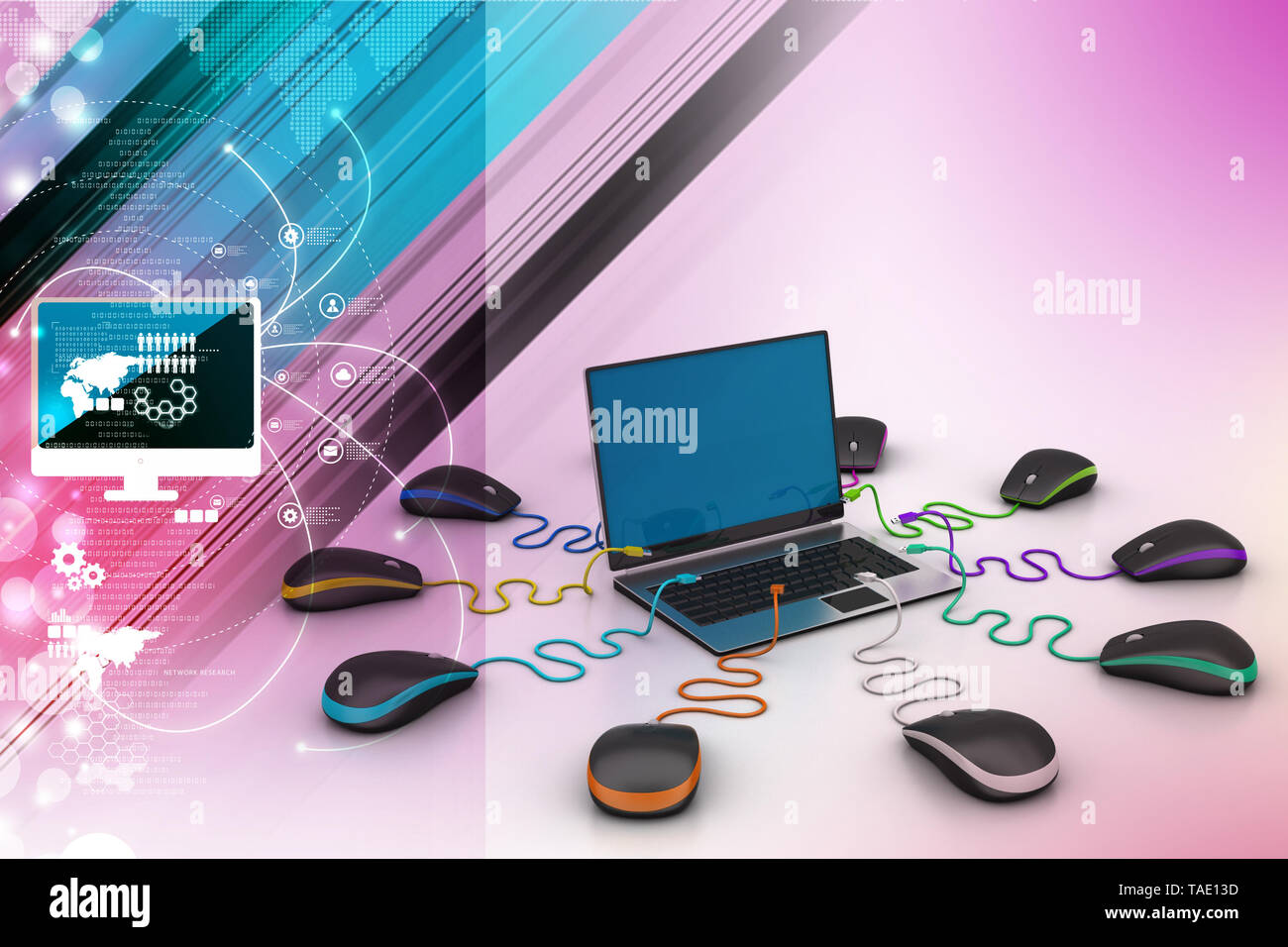 laptop computer around with mouse Stock Photo - Alamy