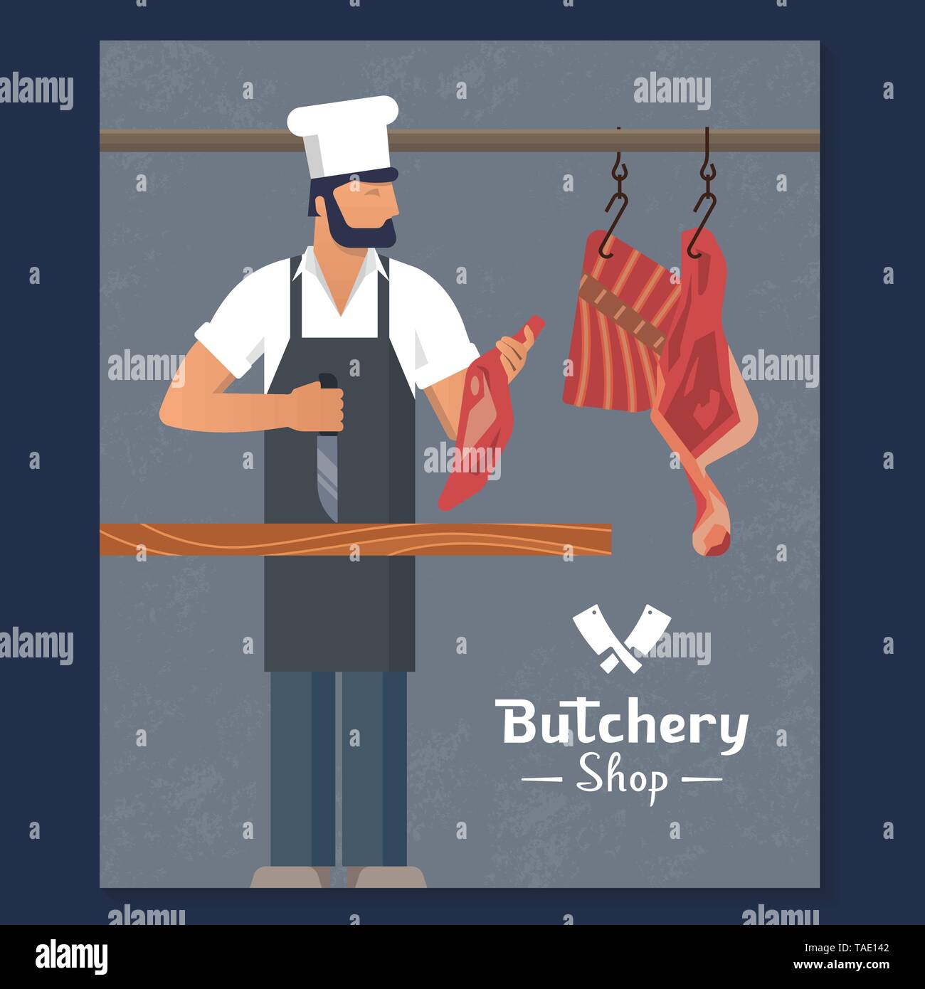 Butcher man vector cartoon hi-res stock photography and images - Alamy