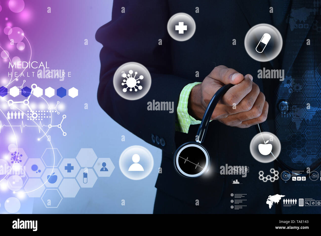 Doctor hand showing stethoscope Stock Photo - Alamy