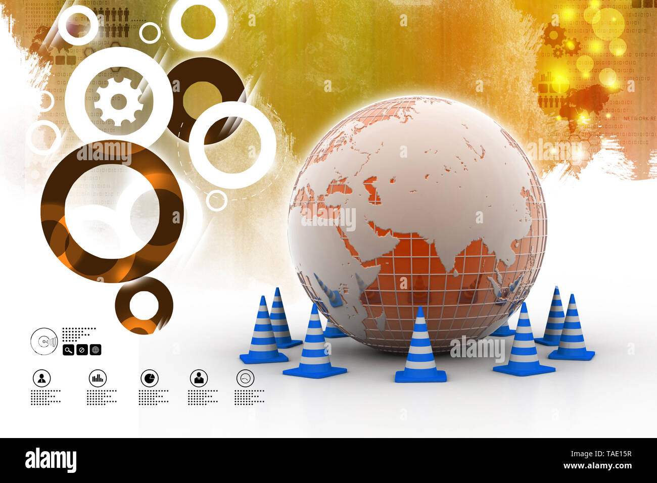 Globe and traffic cone Stock Photo - Alamy