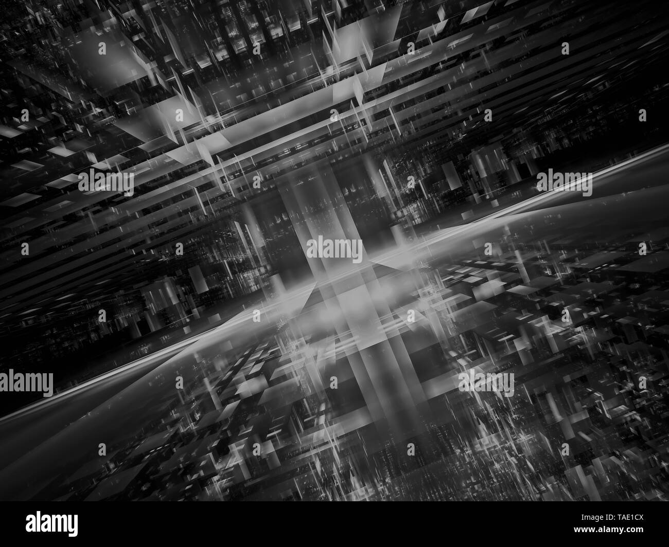 Abstract futuristic portal digitally Black and White Stock Photos ...