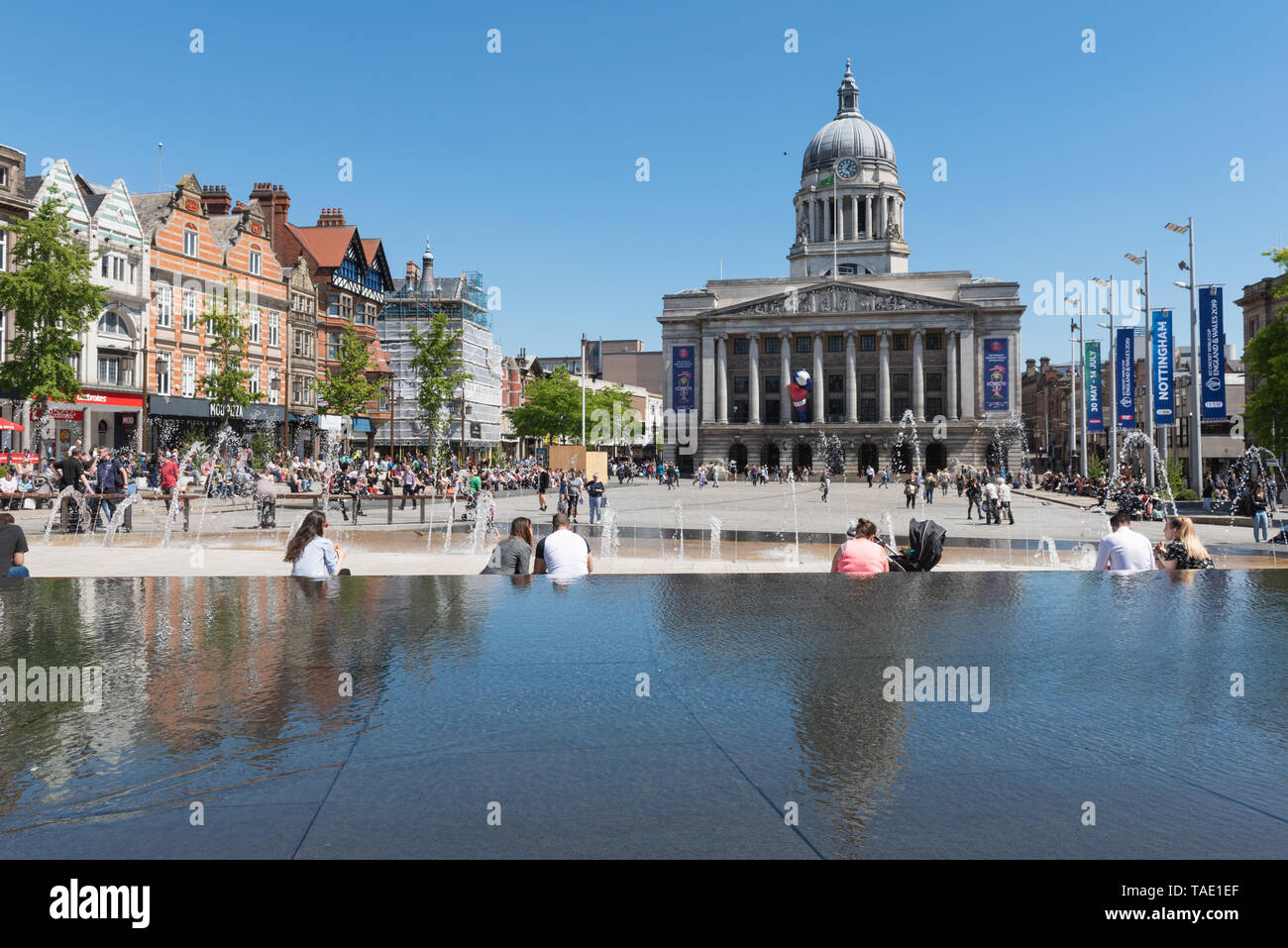 Nottingham City Center. View of the main Market Square, Nottingham ...