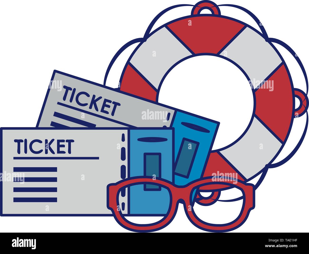 Travel and vacations symbols blue lines Stock Vector Image & Art - Alamy