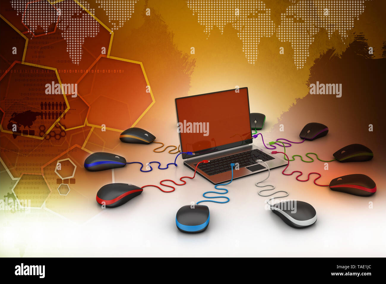 laptop computer around with mouse Stock Photo - Alamy