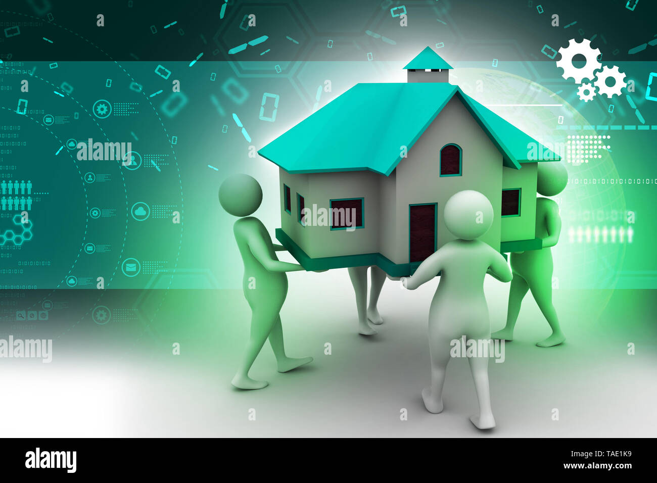 3D people holding a house Stock Photo - Alamy