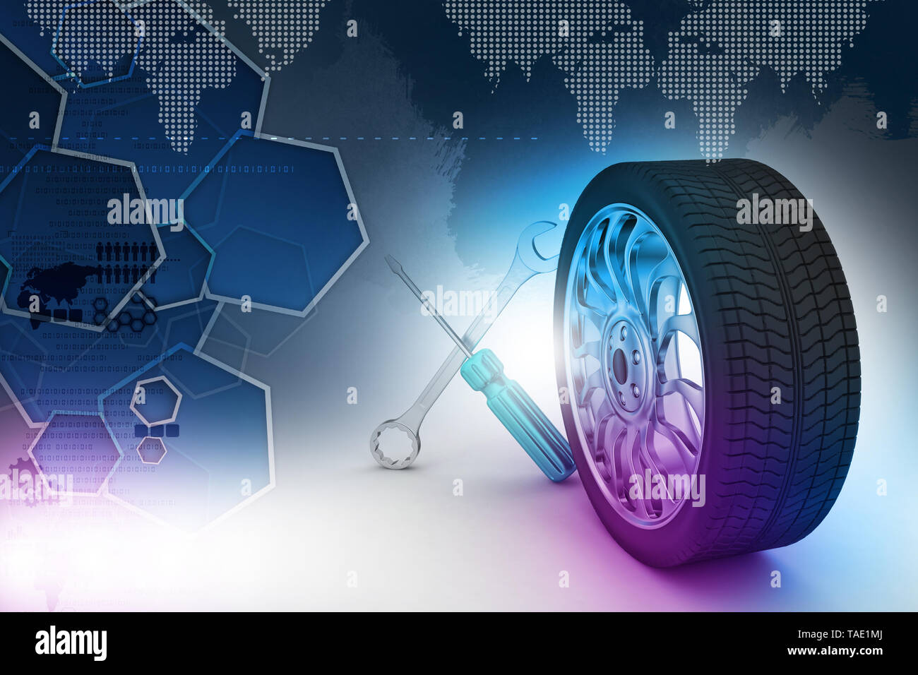 3d tires replacement concept Stock Photo - Alamy