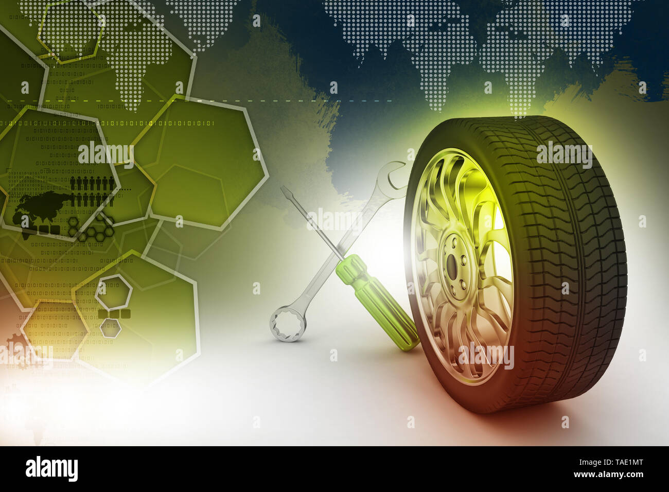 3d tires replacement concept Stock Photo - Alamy
