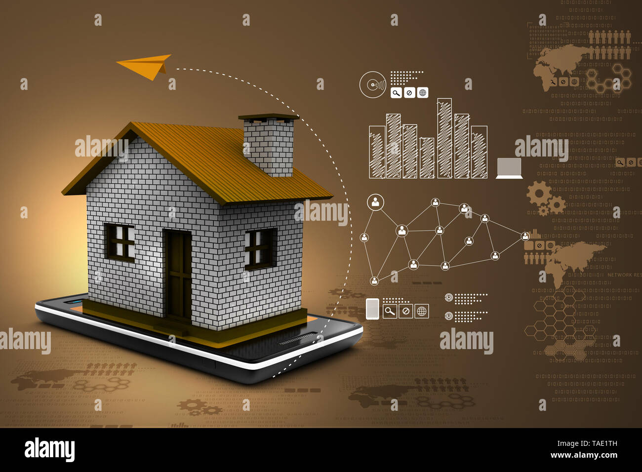 home with smart phone Stock Photo - Alamy