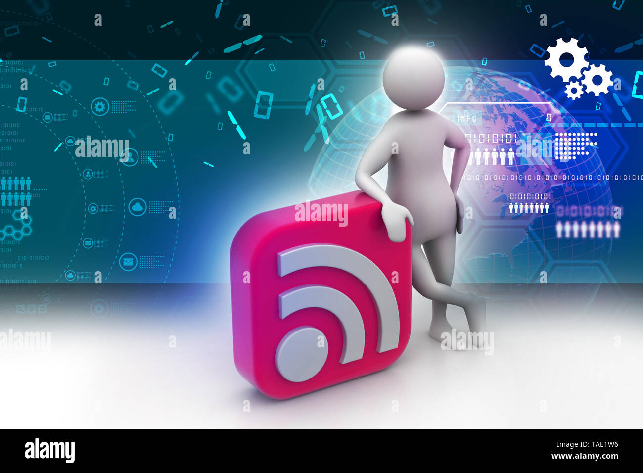 3d man with rss sign Stock Photo - Alamy