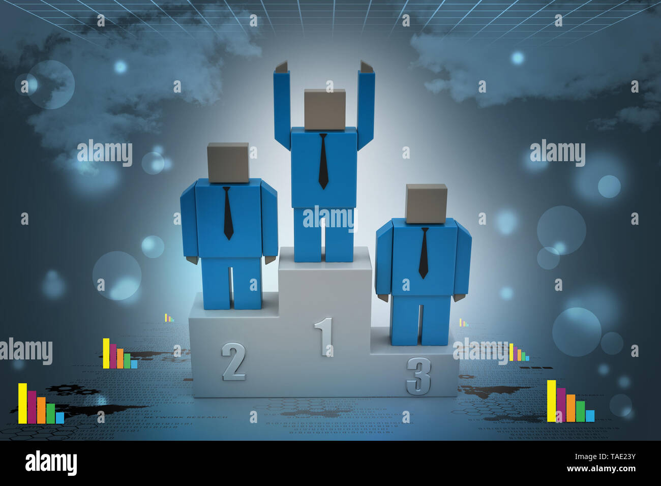 3d person in a podium winning first place Stock Photo - Alamy