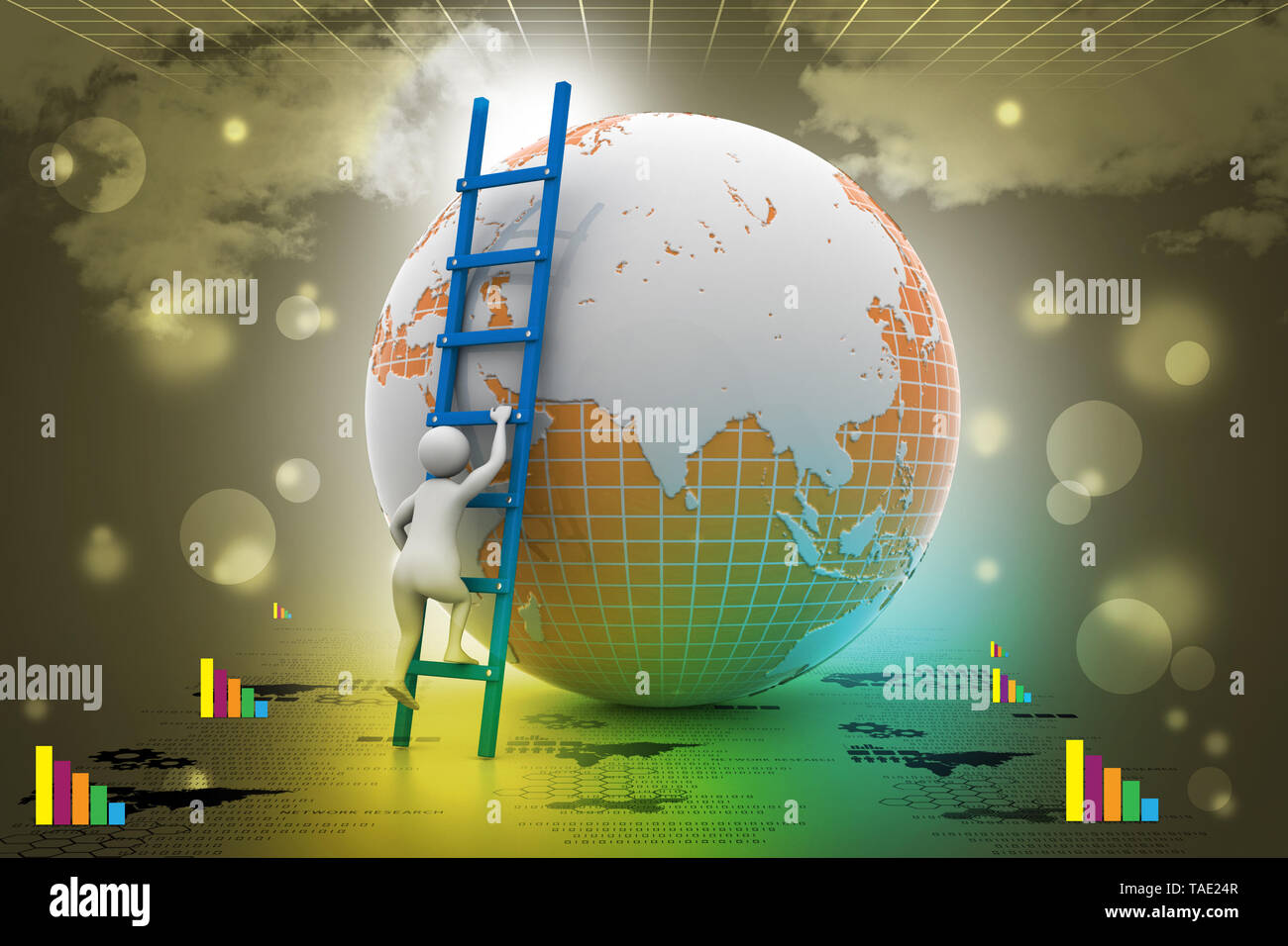 Earth globe and ladder Stock Photo - Alamy