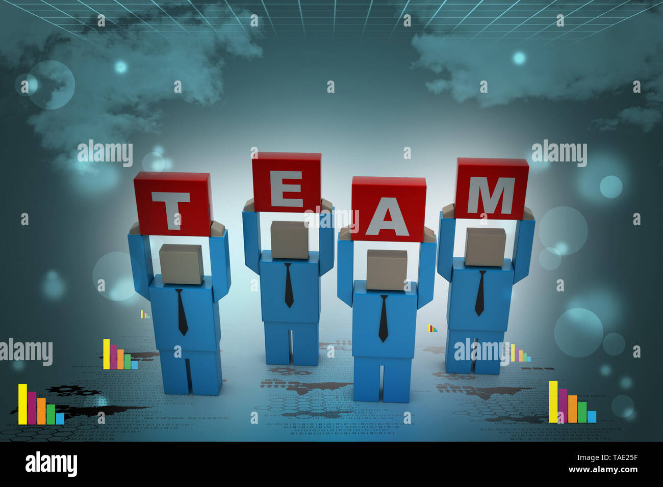 3d people holding hands in the word team Stock Photo - Alamy