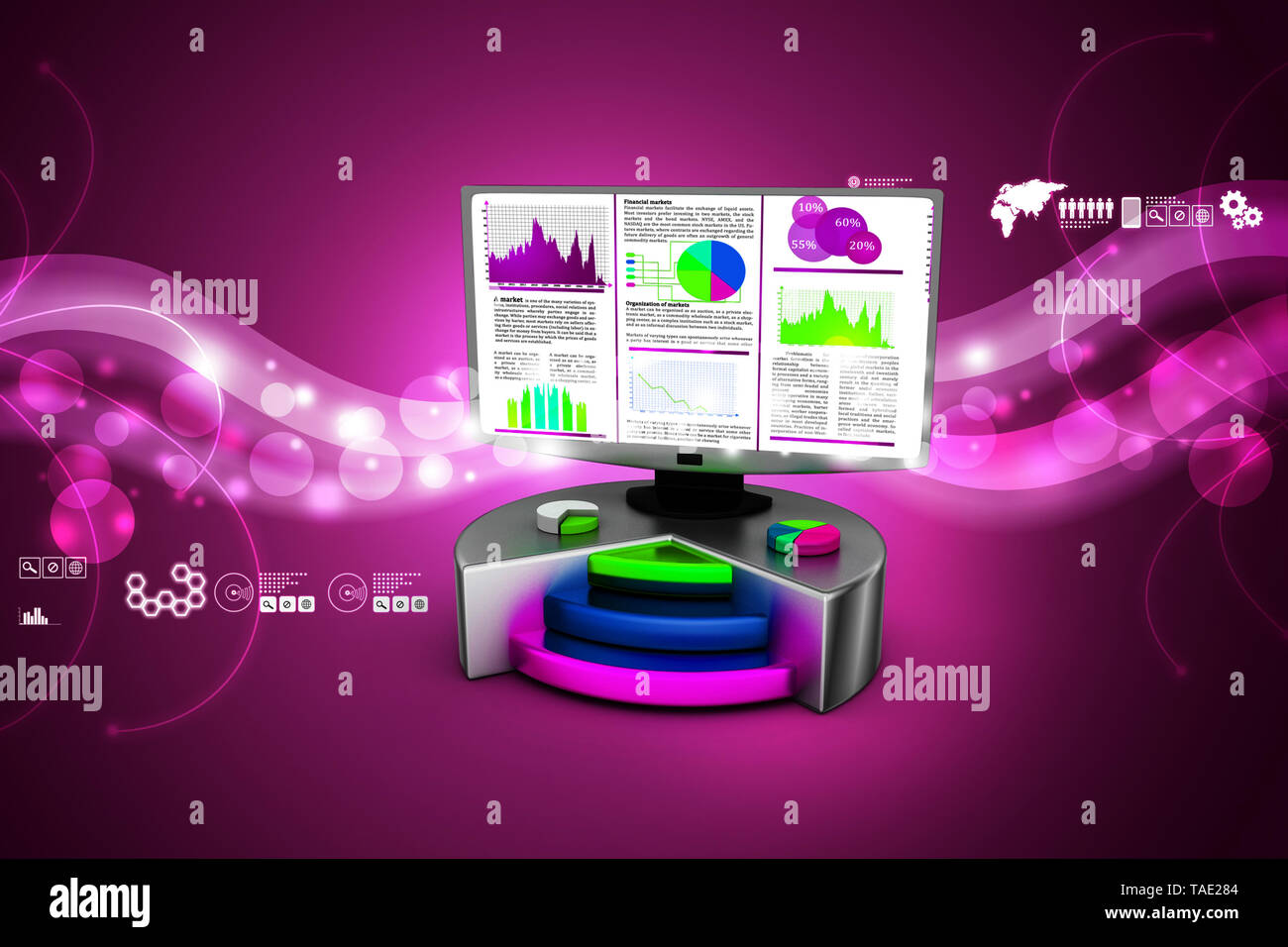 Stock chart showing the computer monitor Stock Photo - Alamy