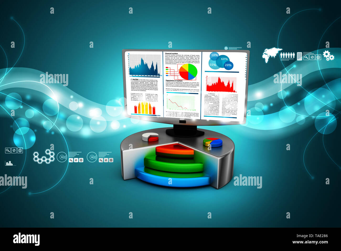 Stock chart showing the computer monitor Stock Photo - Alamy