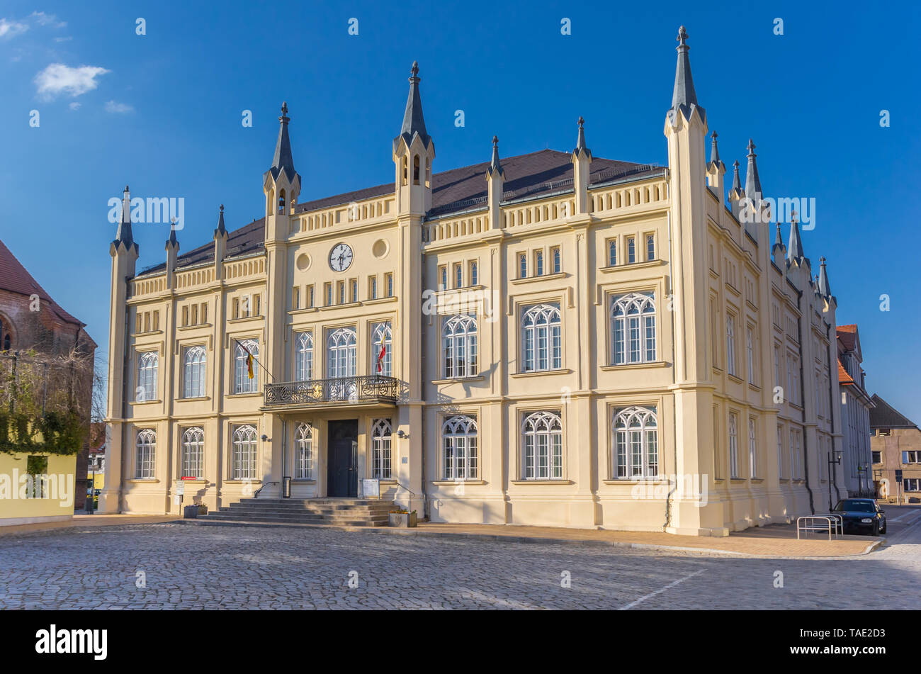 Historic town hall in the center of Butzow, Germany Stock Photo - Alamy