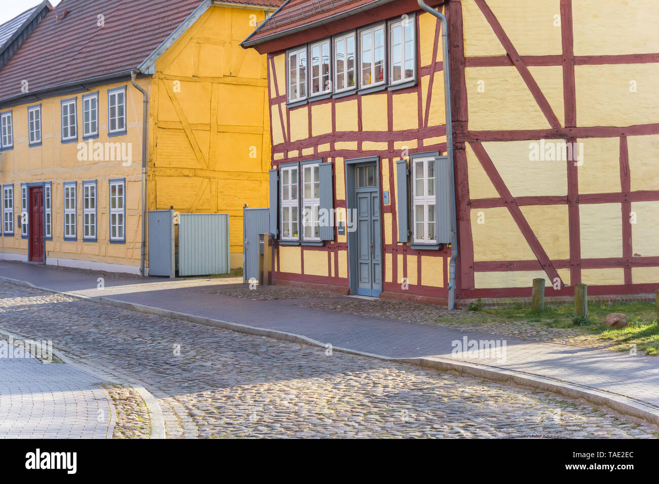 Colorful half timbered houses in Butzow, Germany Stock Photo - Alamy
