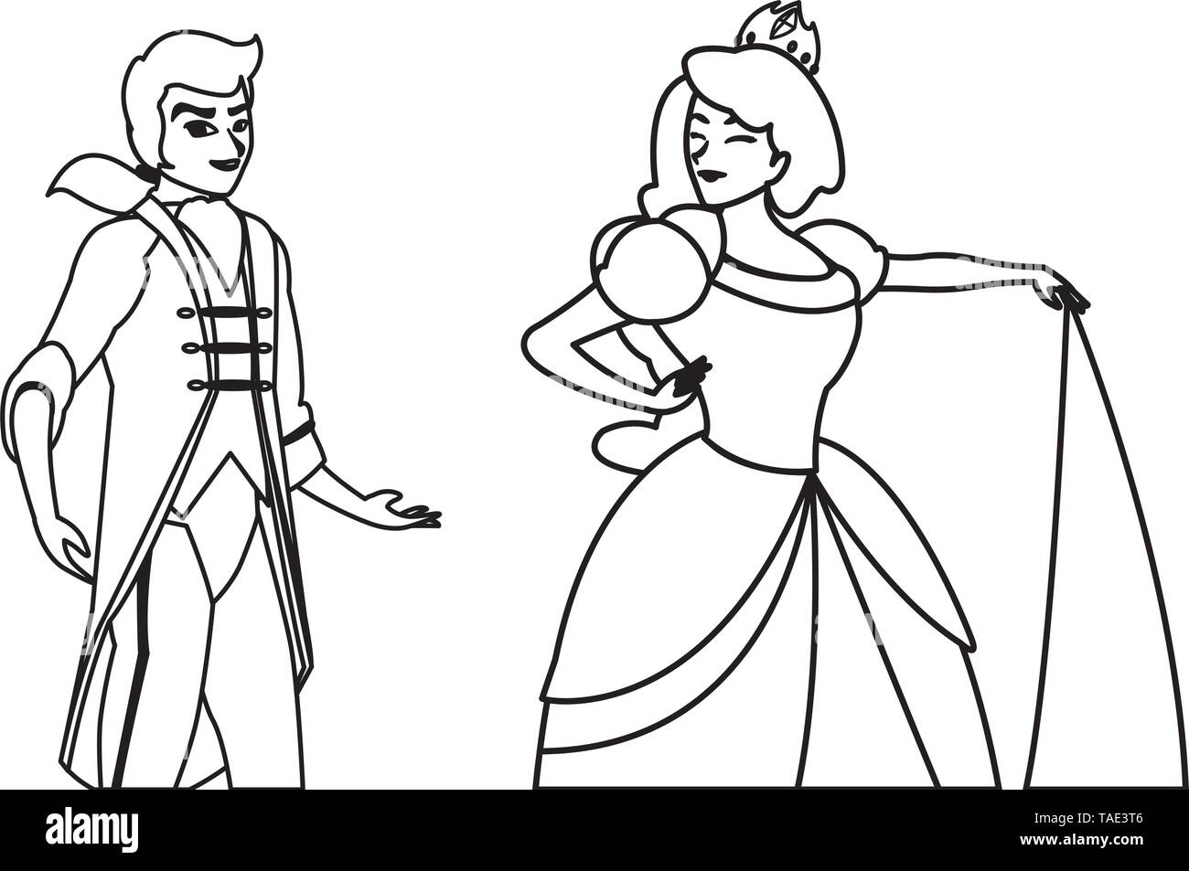 prince charming and princess of tales characters vector illustration ...
