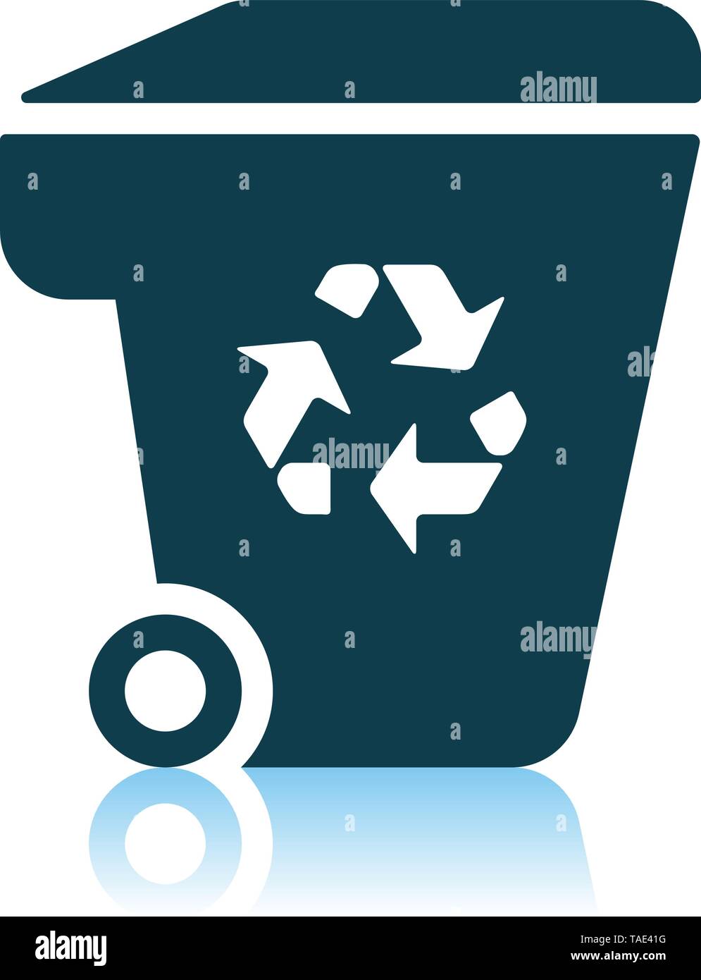 Garbage Container With Recycle Sign Icon. Shadow Reflection Design ...