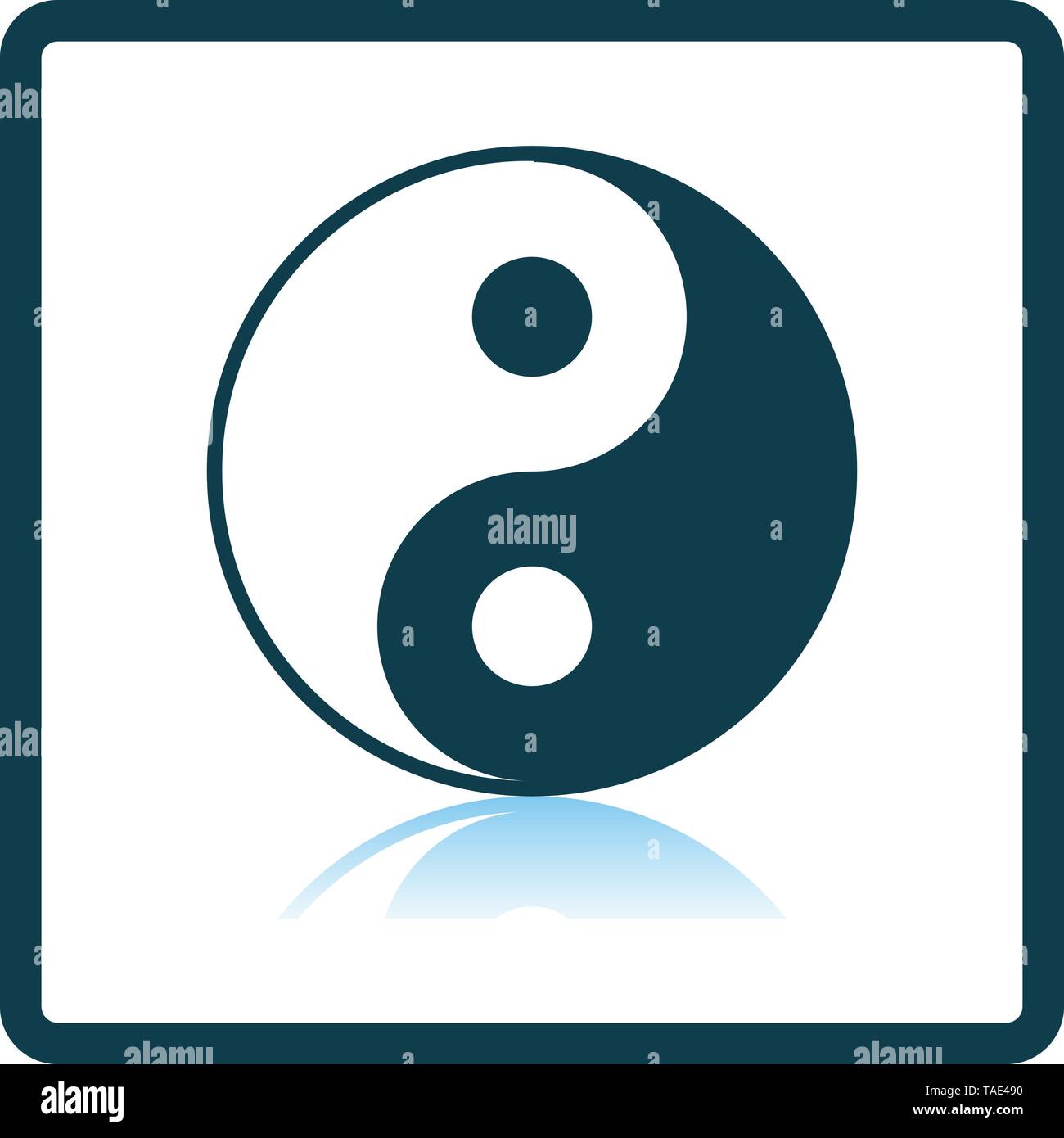 Yin And Yang Icon. Square Shadow Reflection Design. Vector Illustration ...
