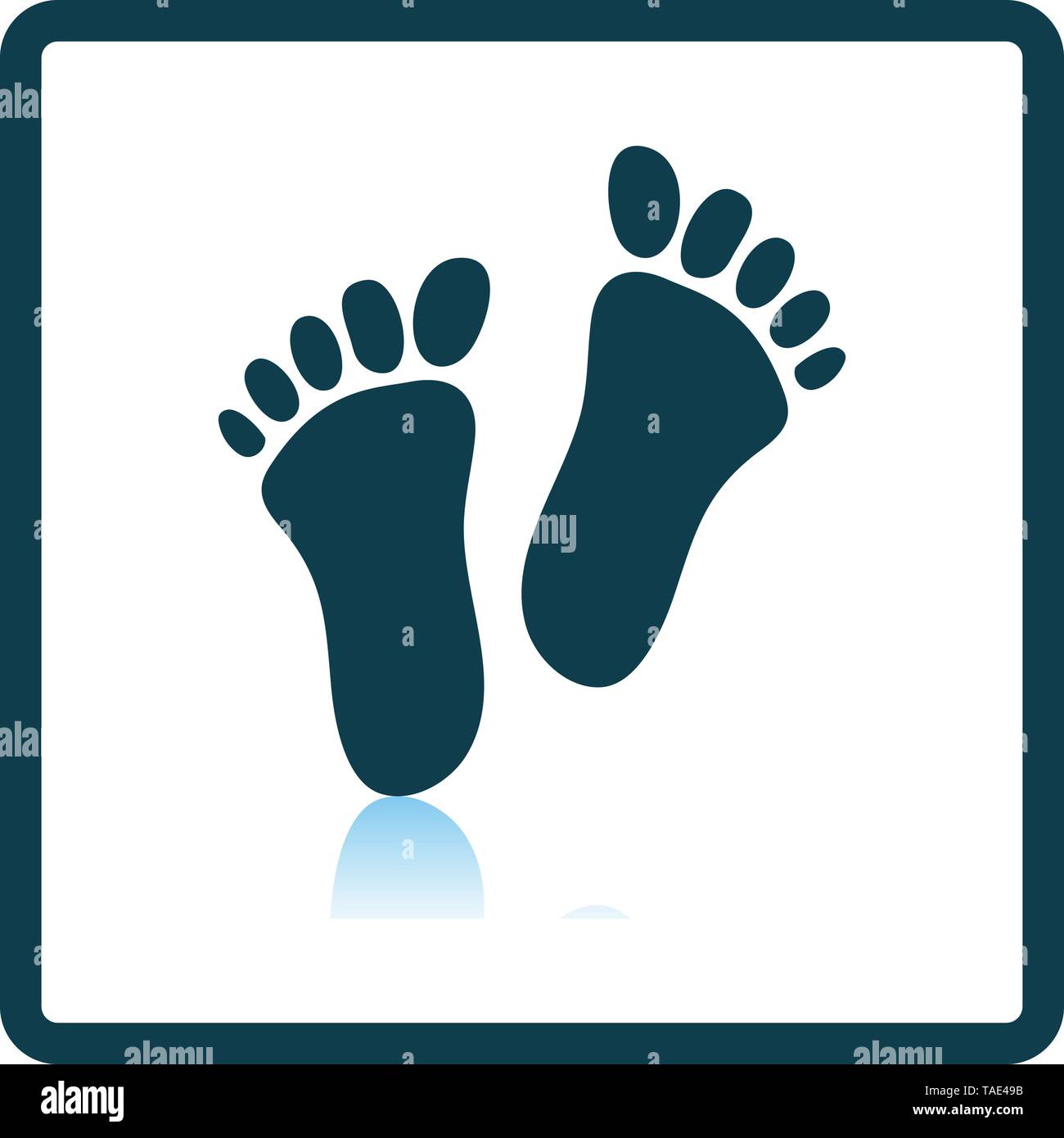 Foot Print Icon. Square Shadow Reflection Design. Vector Illustration ...
