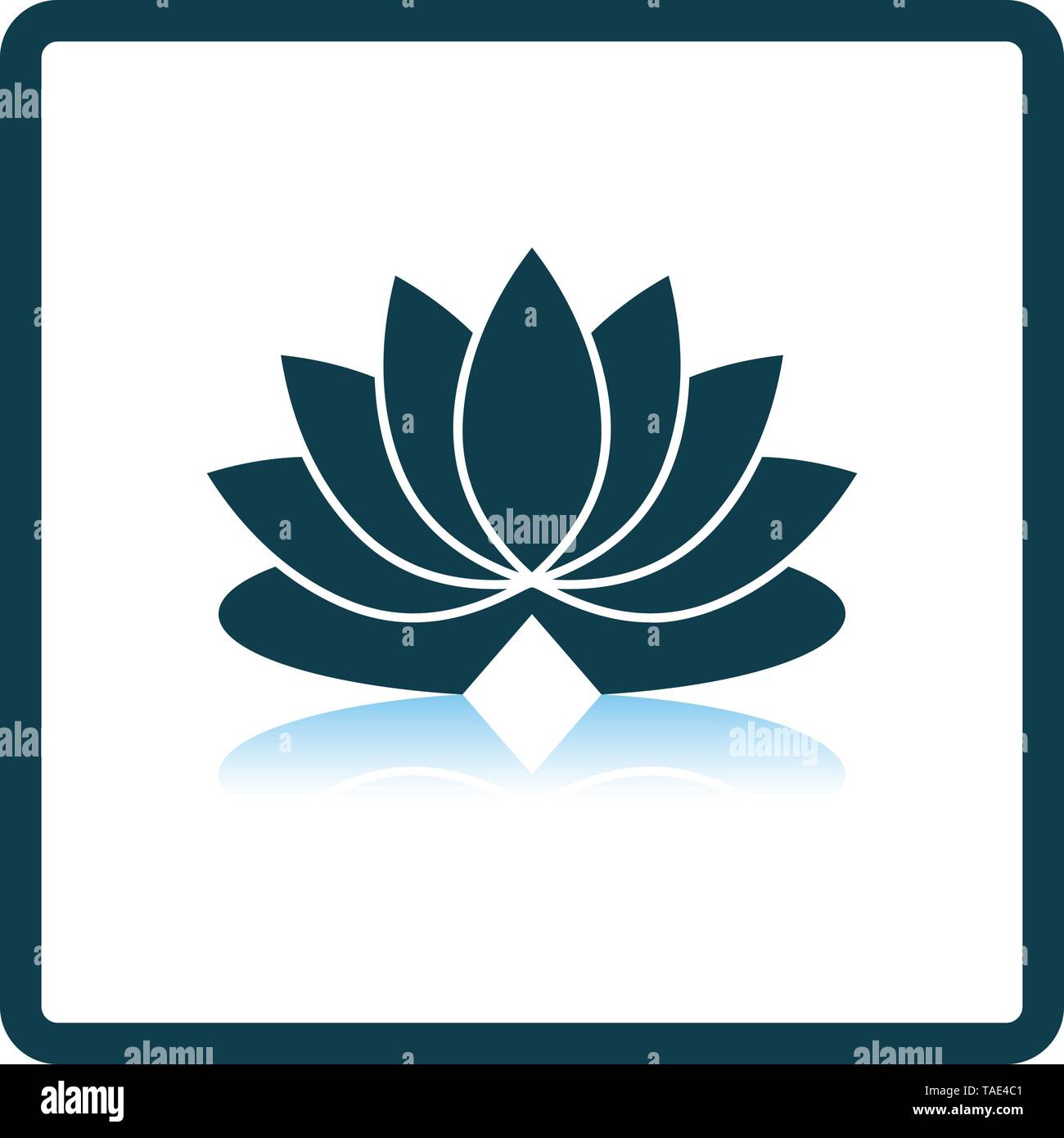 Lotus Flower Icon. Square Shadow Reflection Design. Vector Illustration ...