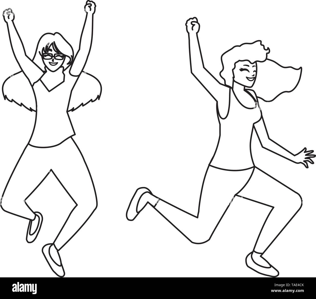 happy young women celebrating characters vector illustration design ...