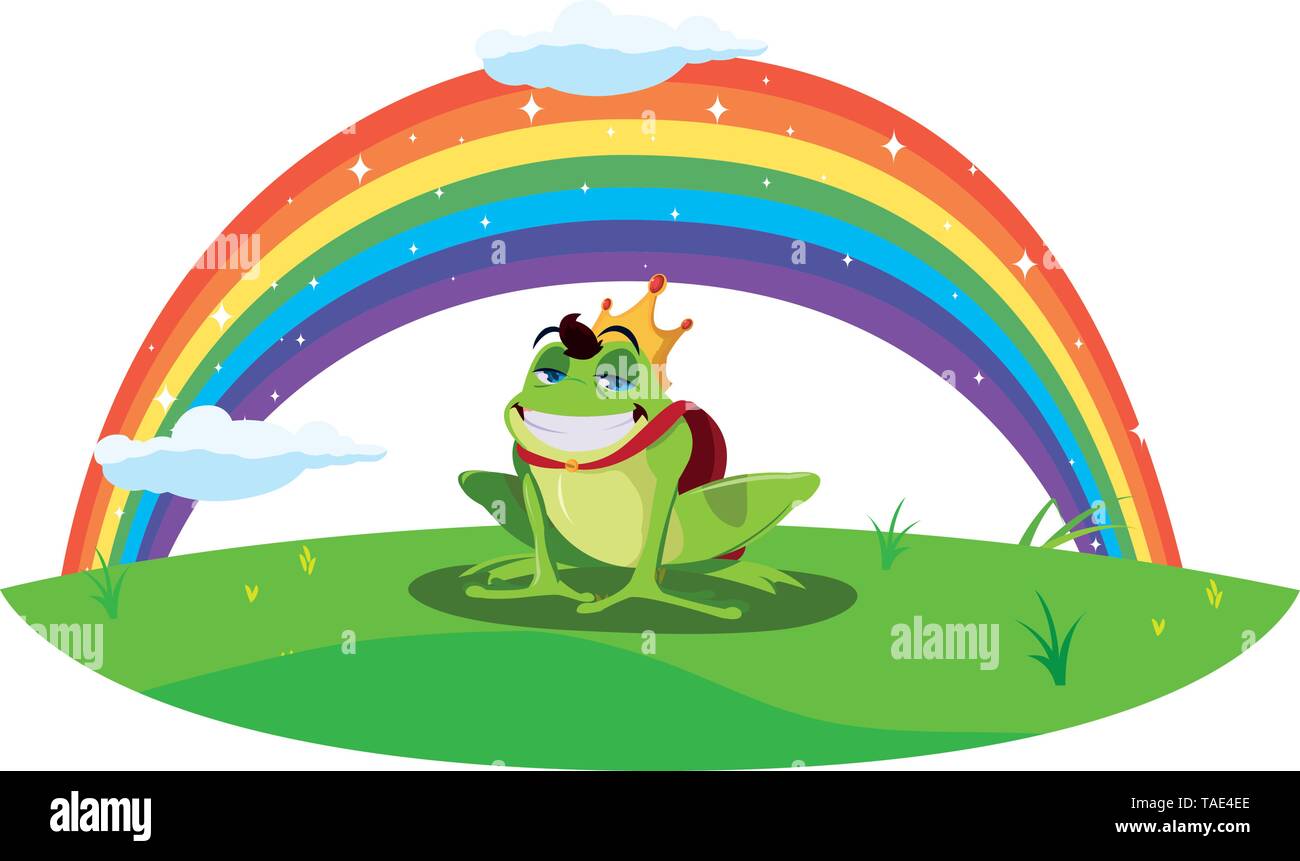 toad prince with rainbow fairytale character vector illustration design ...