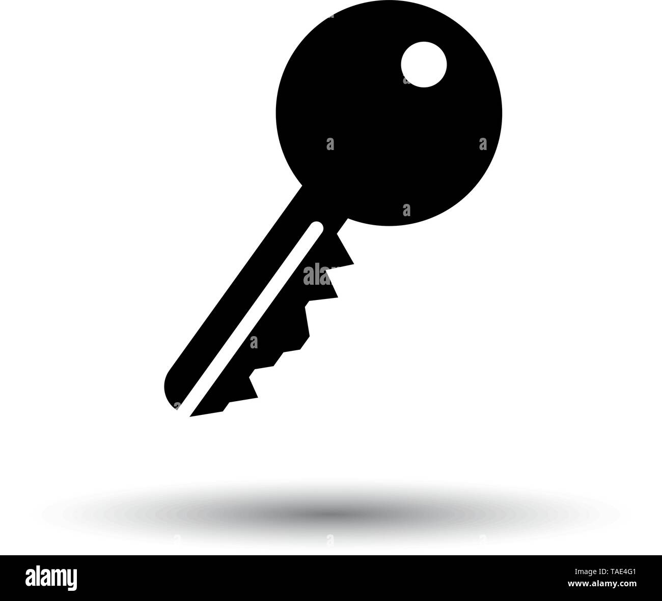 Key Icon. Black on White Background With Shadow. Vector Illustration ...