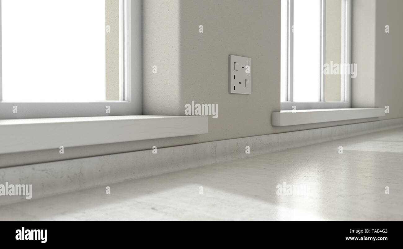 A closeup view of an empty kitchen countertop facing a window looking ...