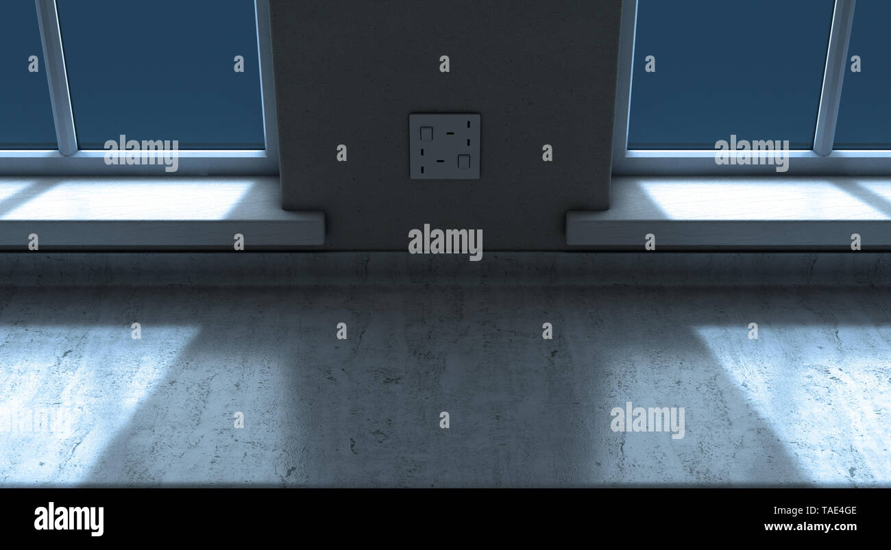 A closeup view of an empty kitchen countertop facing a window looking ...