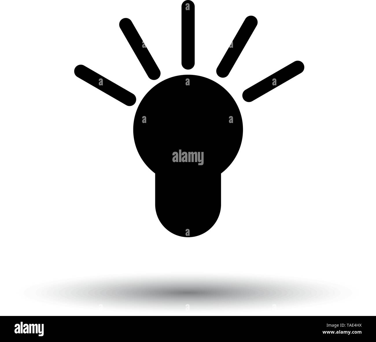 Idea Lamp Icon. Black on White Background With Shadow. Vector ...