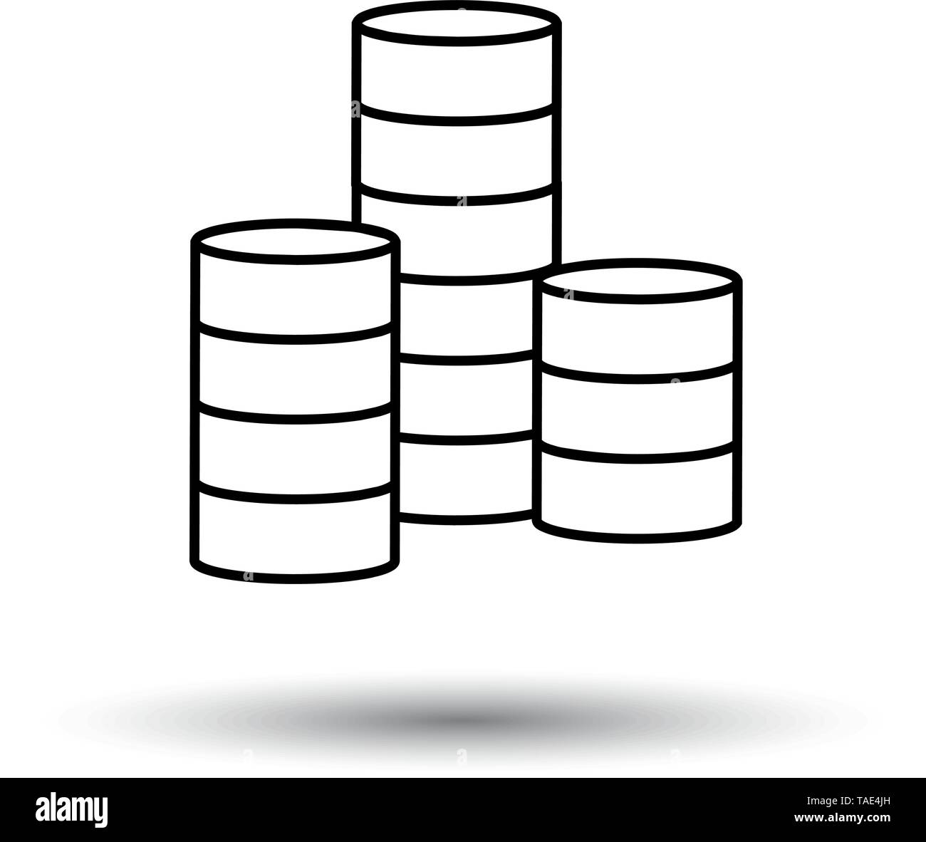 Coin Stack Icon. Black on White Background With Shadow. Vector ...