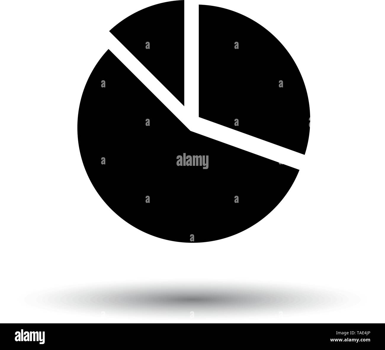 Pie Chart Icon. Black on White Background With Shadow. Vector ...