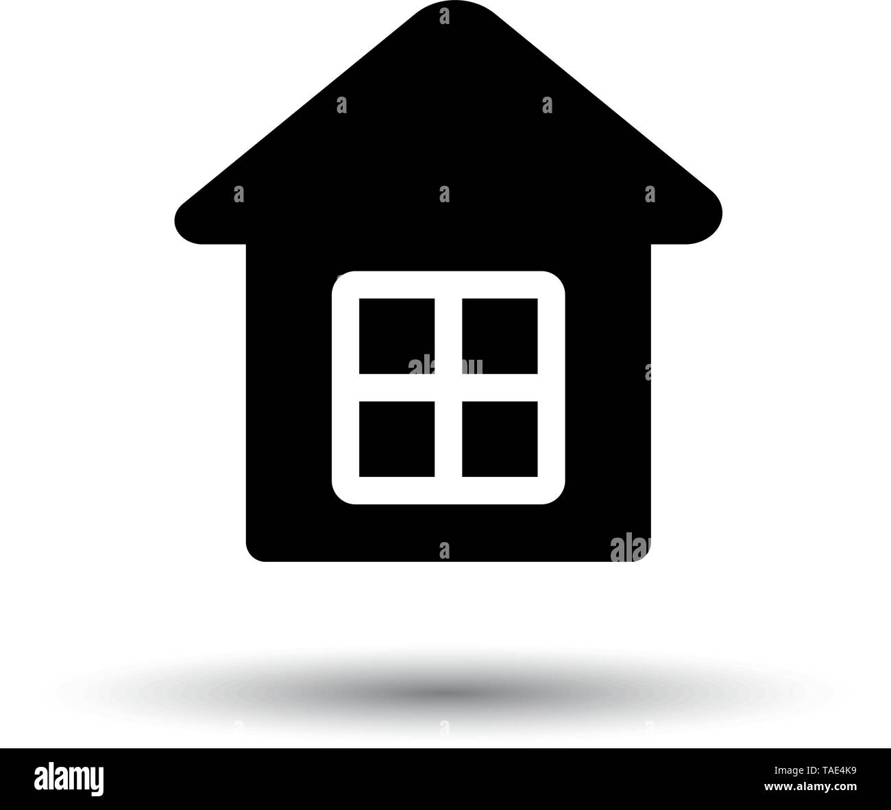 Home Icon. Black on White Background With Shadow. Vector Illustration ...