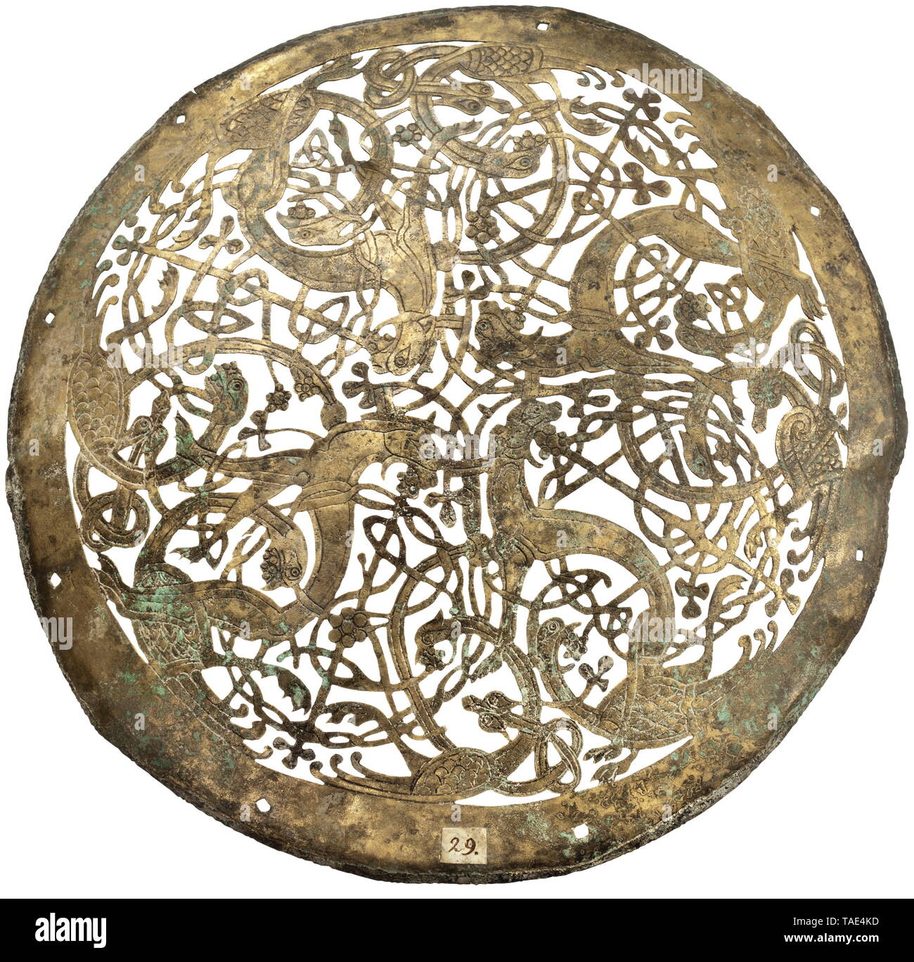 A large, West European decorative fitting, in insular style, 9th - 11th ...