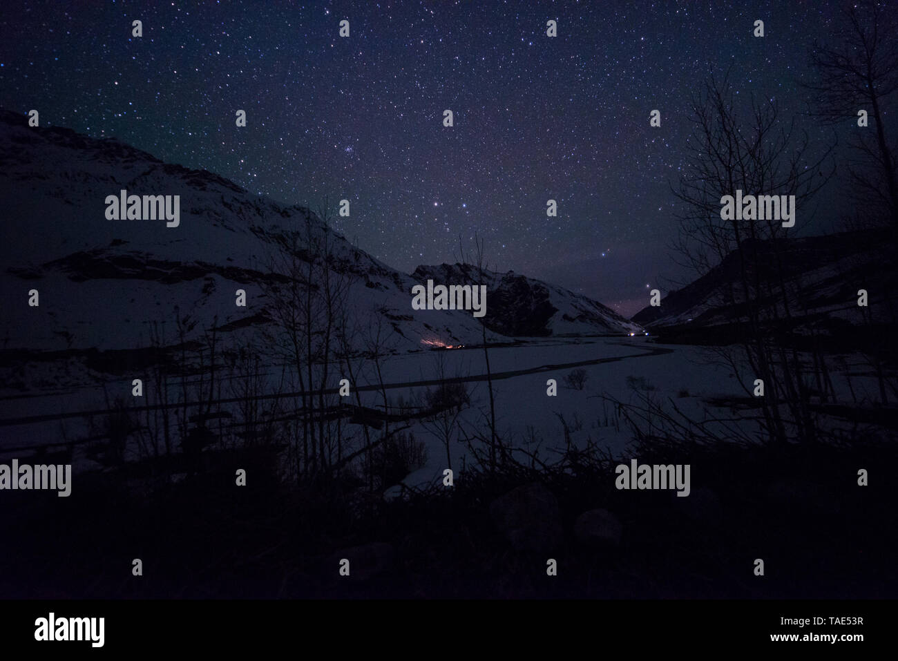 Photo of Spiti landscape in night - winter spiti in himalayas Stock ...